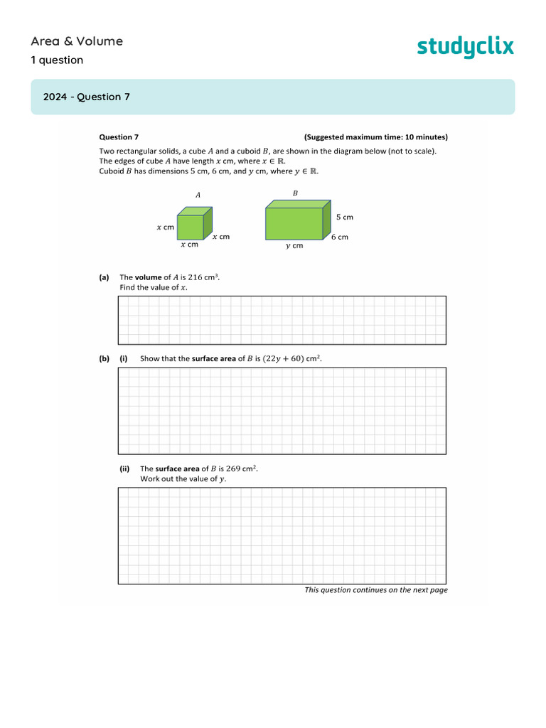 Area & Volume Questions (2) | PDF