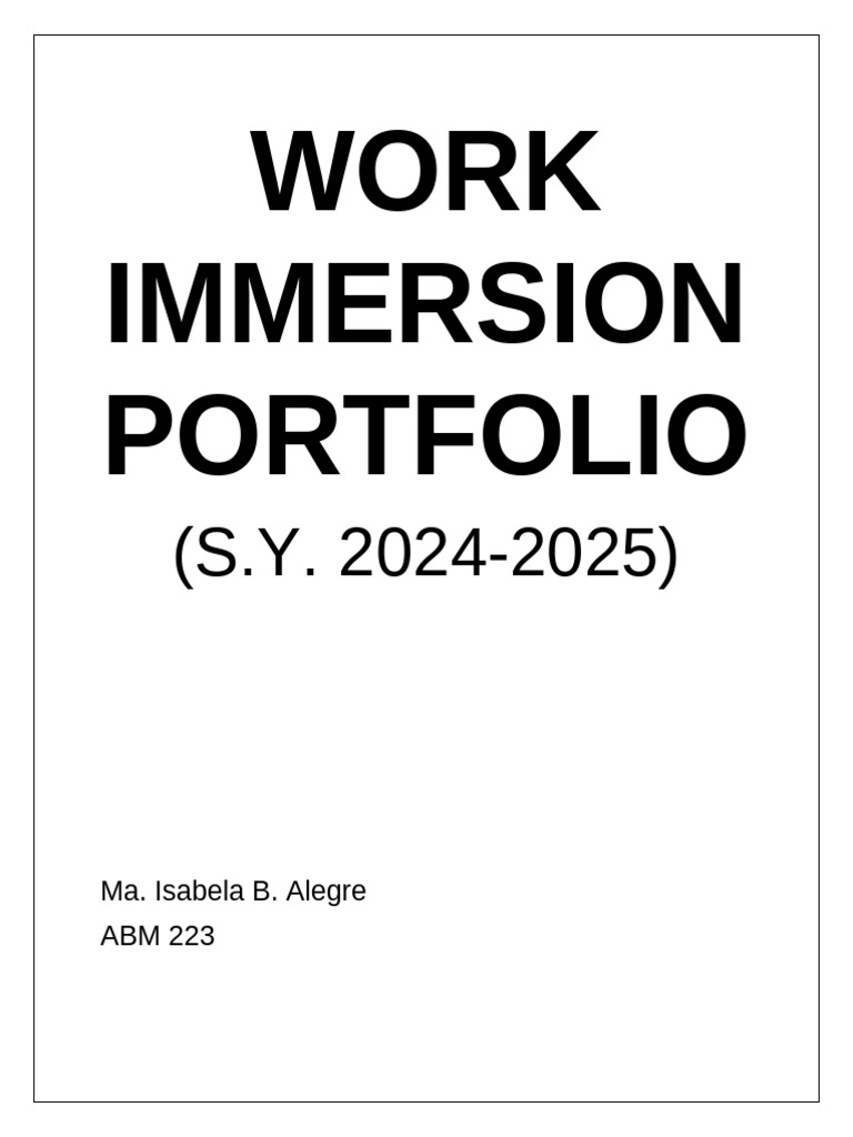 Work-Immersion-journal. Alegredocx - Copy - Copy | PDF | Marketing ...