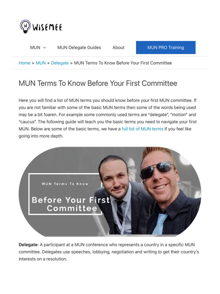 MUN Terms To Know Before Your First Committee | PDF | Government