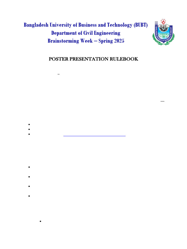 Poster Presentation RULEBOOK | PDF | Civil Engineering