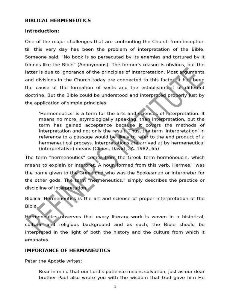 HERMENEUTICS | PDF | Bible | Revelation