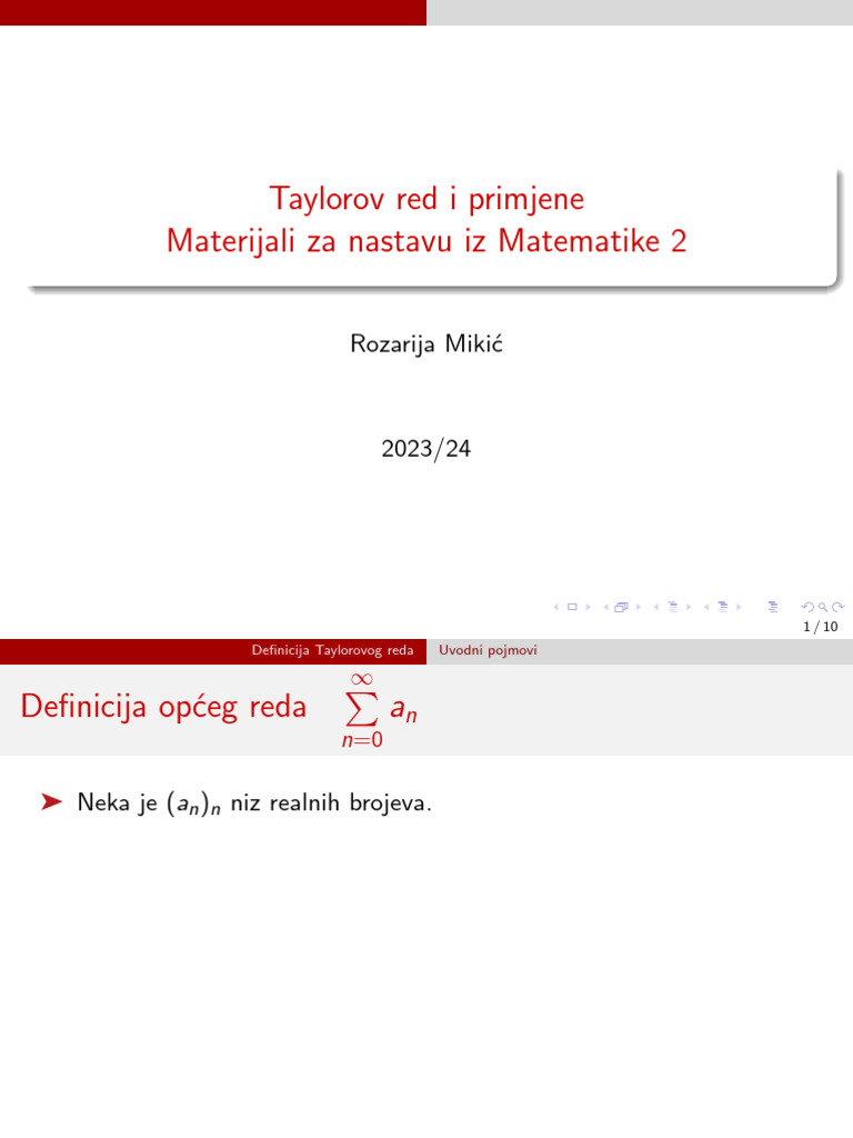 Taylorov Red I Primjene | PDF