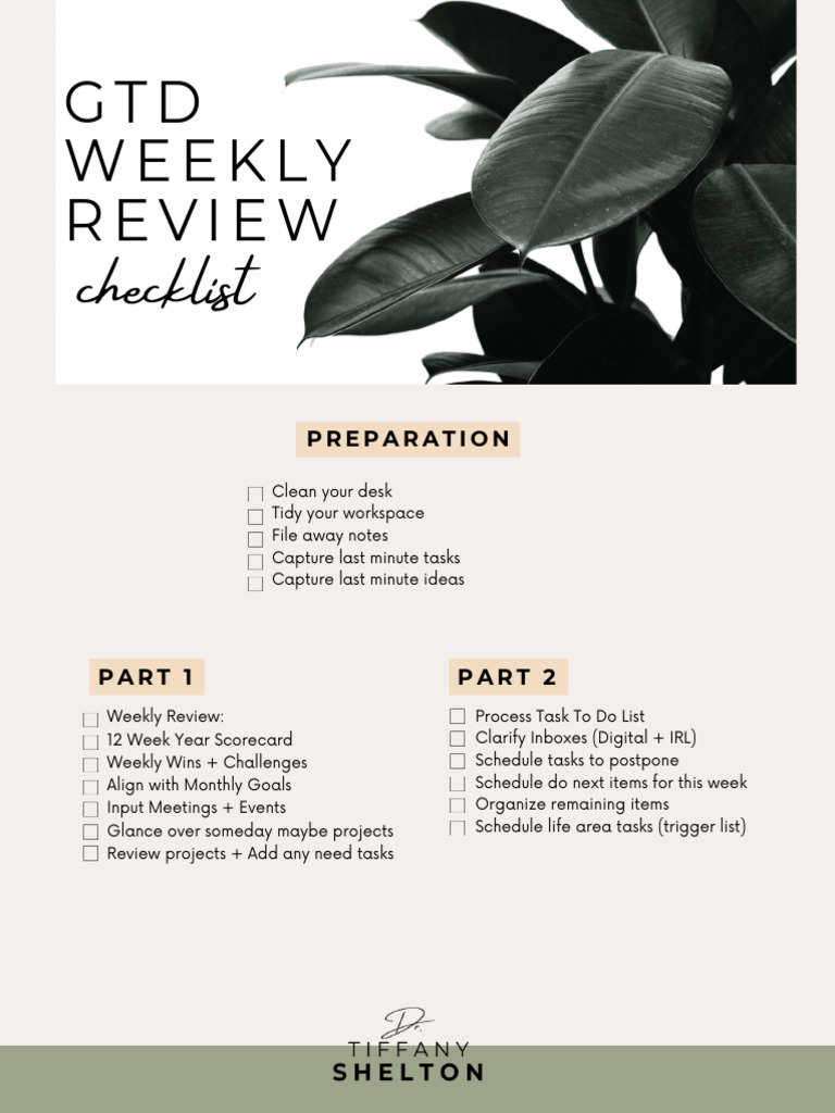 GTD Weekly Review Checklist Guide | PDF