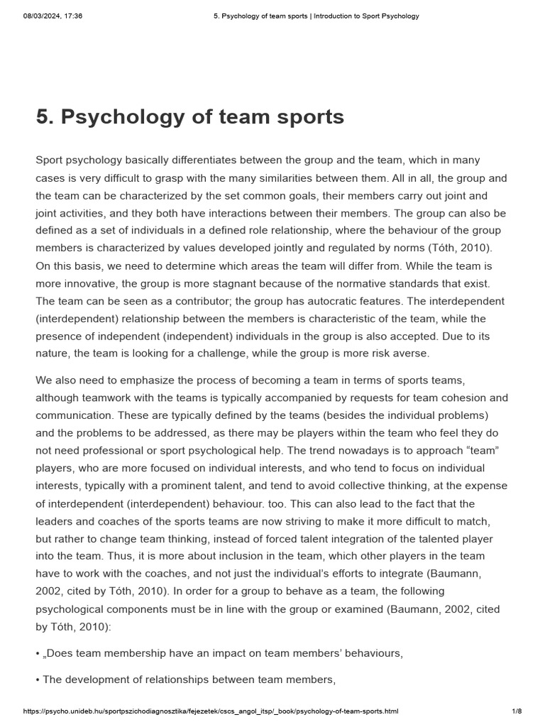 Understanding Team Sports Psychology | PDF | Leadership | Team Building