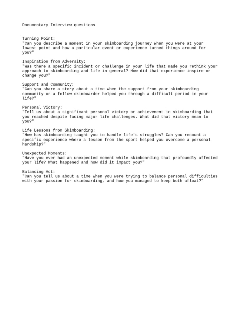 Documentary Interview Questions | PDF