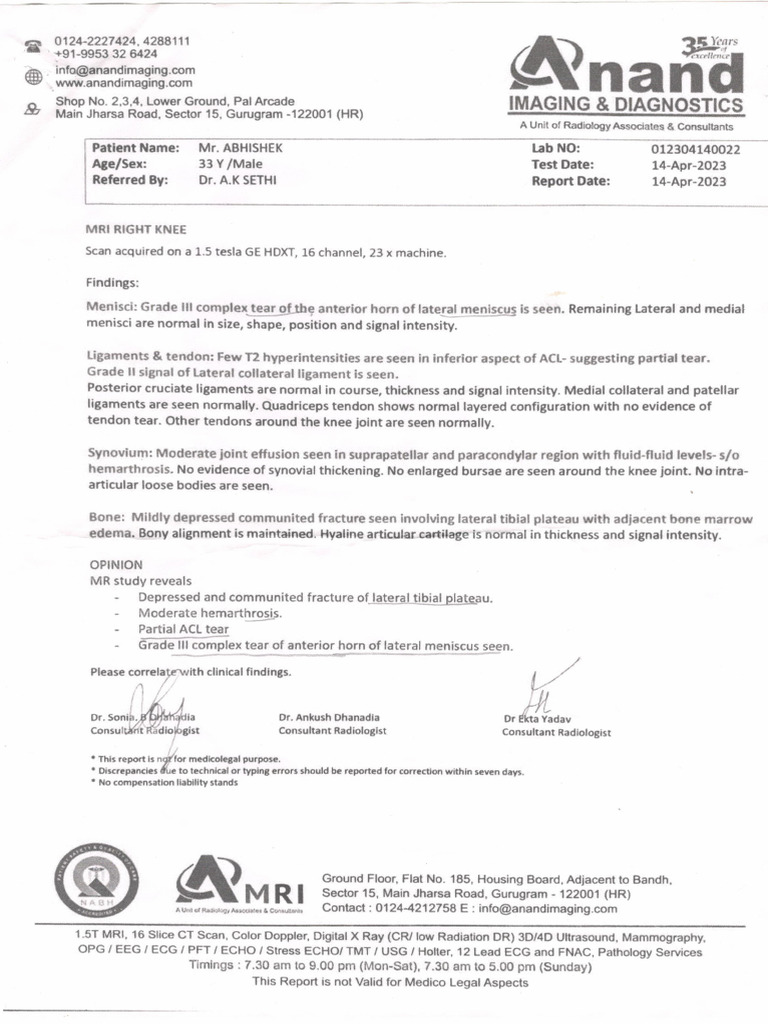 Abhi Xray Report | PDF