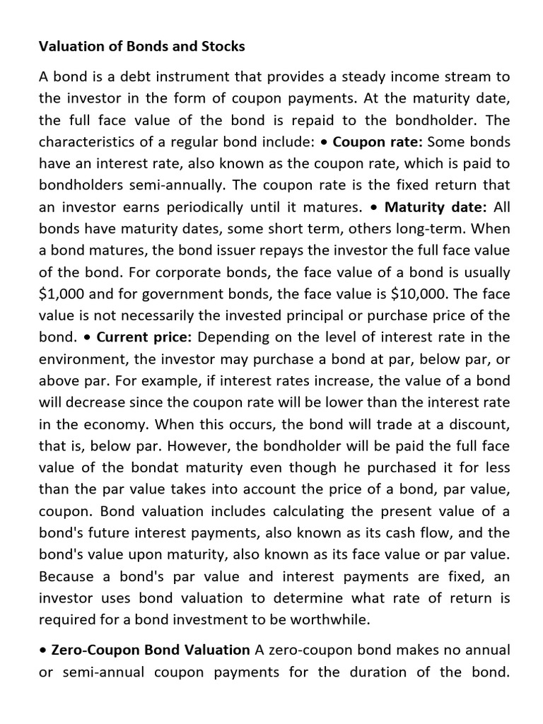 Valuation of Bonds and Stocks | PDF | Bonds (Finance) | Interest