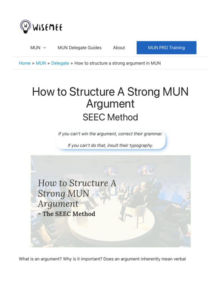 How To Structure A Strong MUN Argument | PDF | Argument | Reason