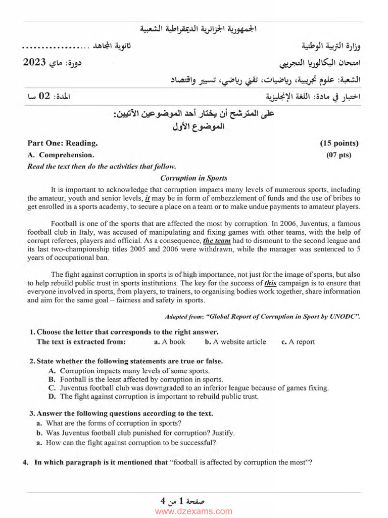 Dzexams 3as Anglais 529433 | PDF