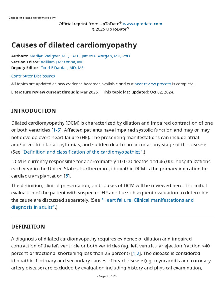Causes of Dilated Cardiomyopathy | PDF | Heart Failure | Heart