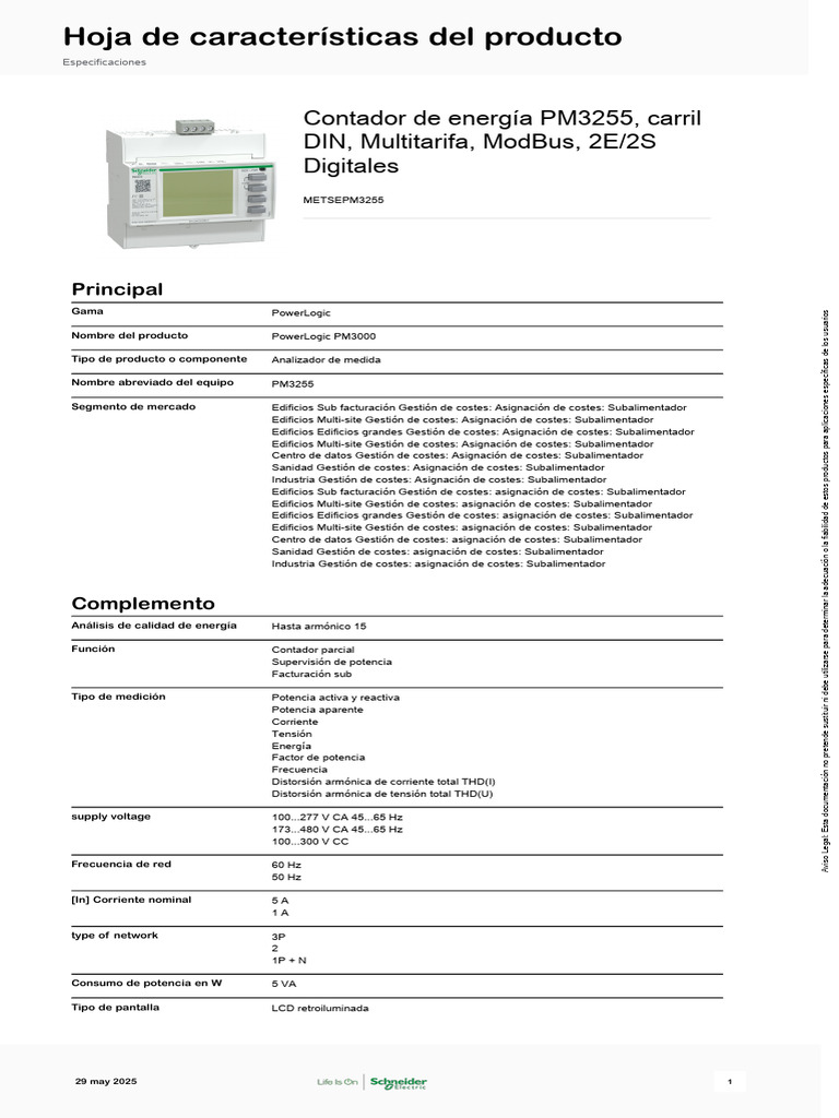 Schneider Electric Gama-PowerLogic-PM3200 METSEPM3255 | PDF ...