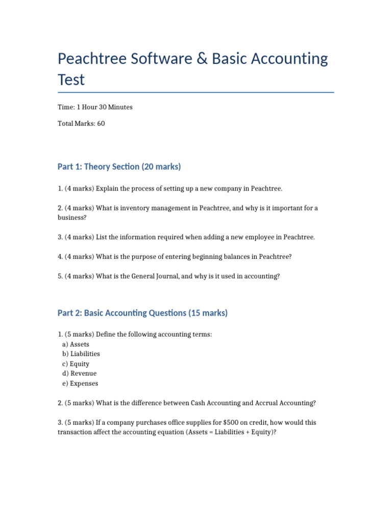 Peachtree Accounting Practice Test | PDF