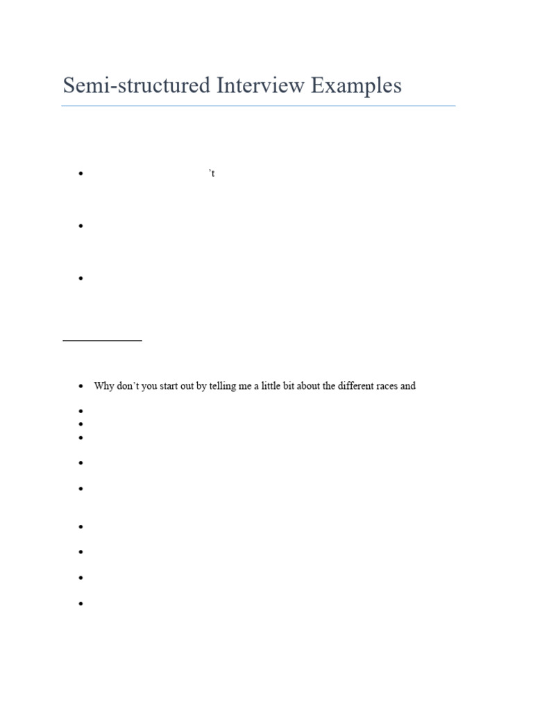 Example Semi-Structured Interviews | PDF | Social Psychology