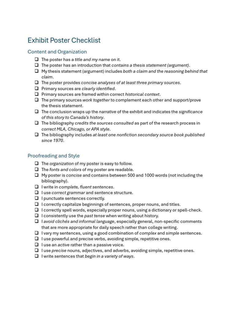 Exhibit Poster Checklist | PDF