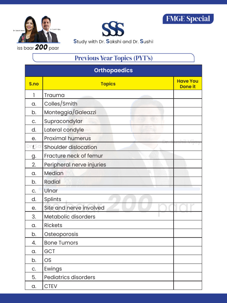 PYT Orthopaedics SSS | PDF