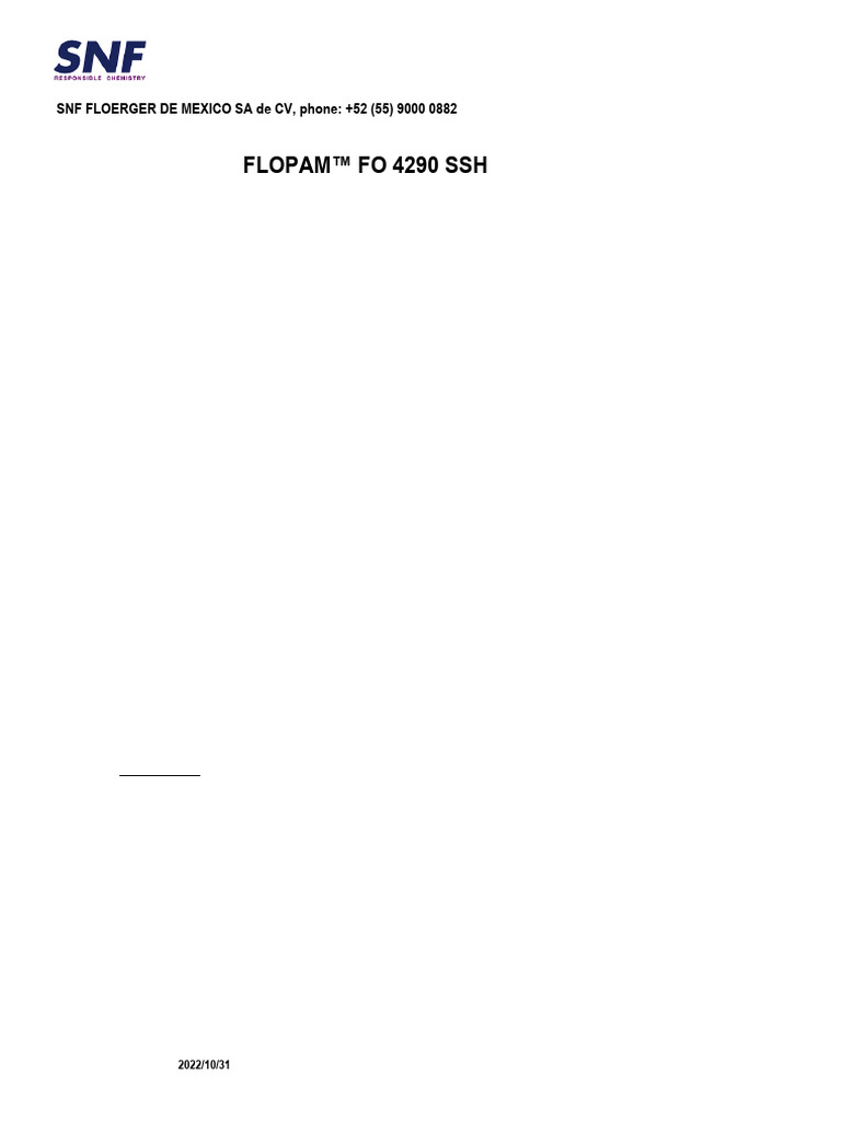 Hoja Técnica SNF Floerger México | PDF