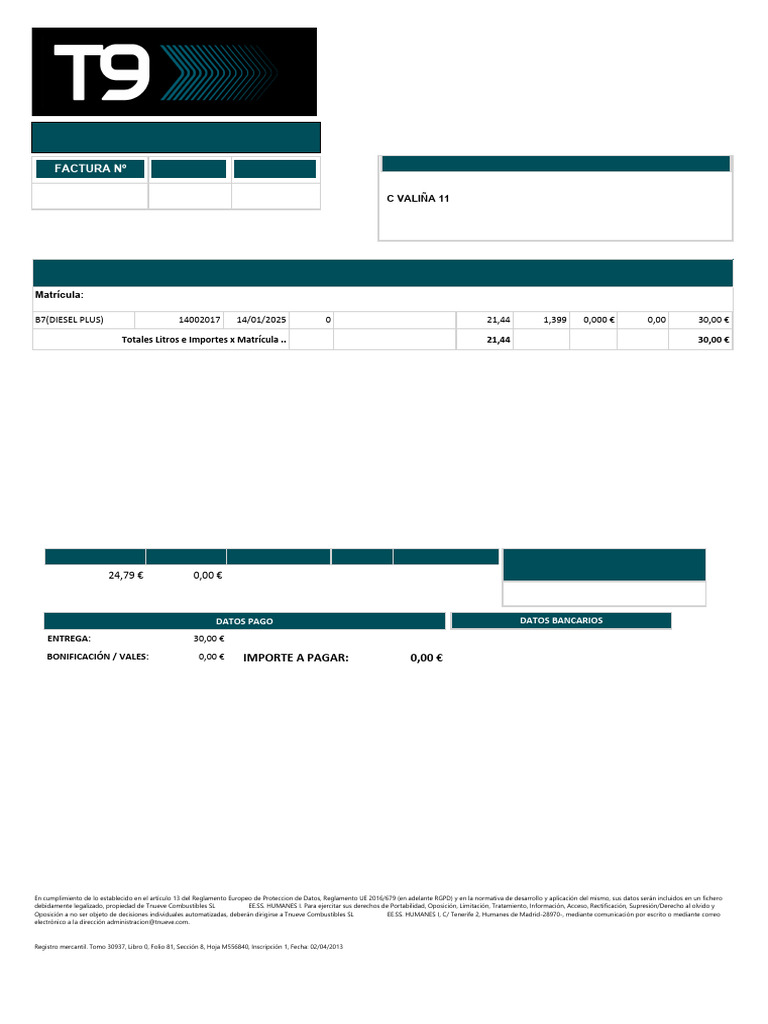 Factura: Fecha Cif Cliente | PDF | Factura