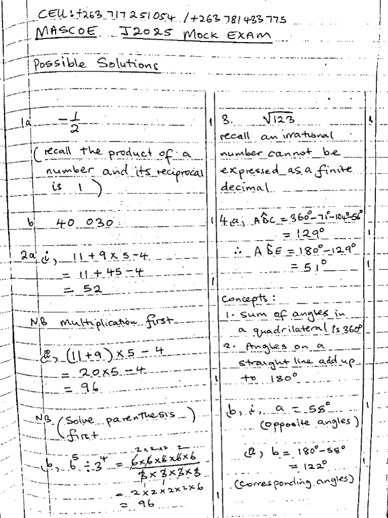 SUGGESTED MARKING GUIDE. J2025P1 Maths.M.E (MASCOE) | PDF