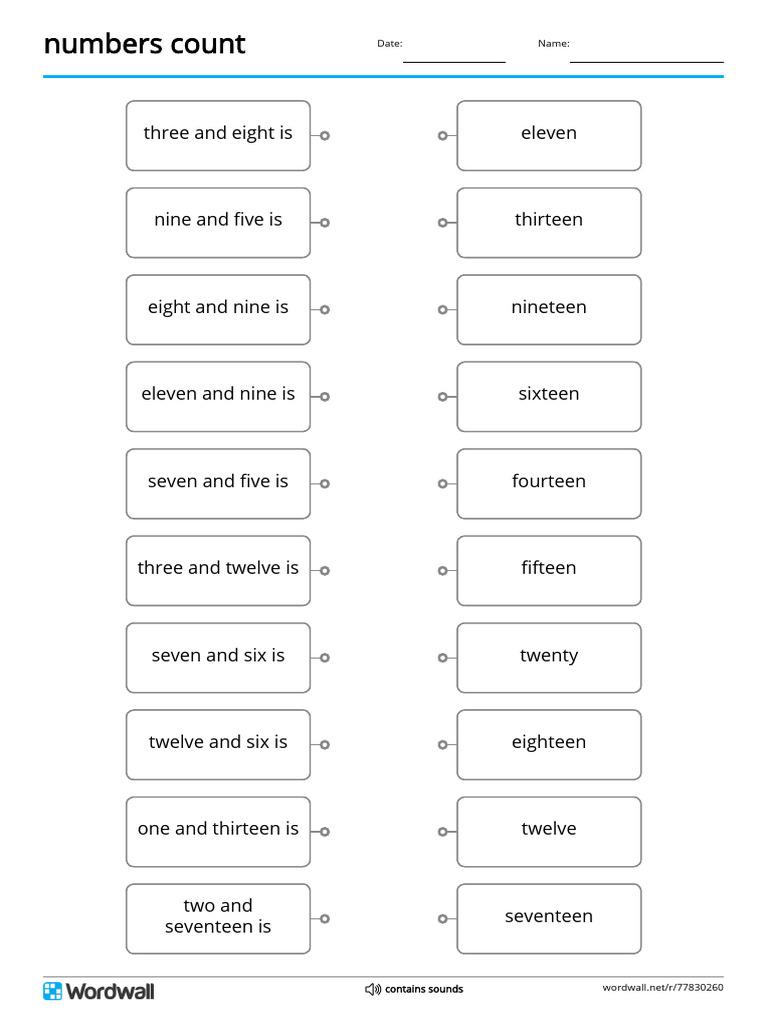 Numbers Count Match Up Line Drawing | PDF