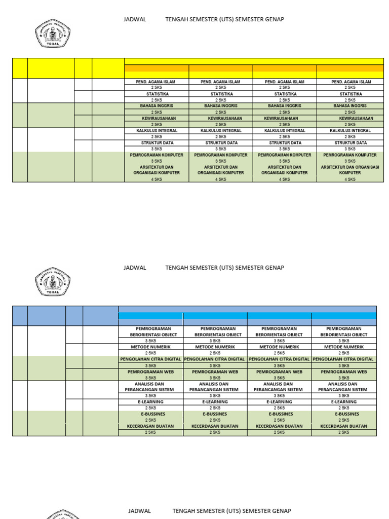 Jadwal UTS Informatika Semester Genap 2024 - 2025 Final | PDF