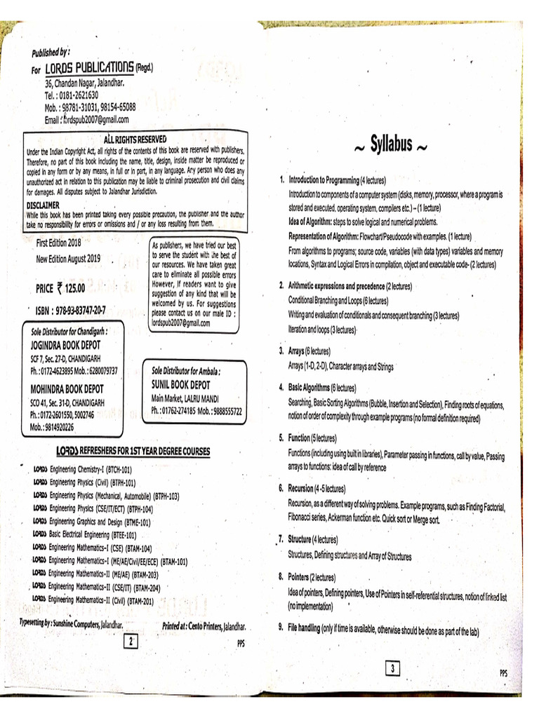 Pps Programming For Problem Solving | PDF