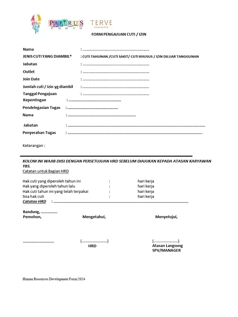 FORM PENGAJUAN CUTI IZIN Terbaru | PDF