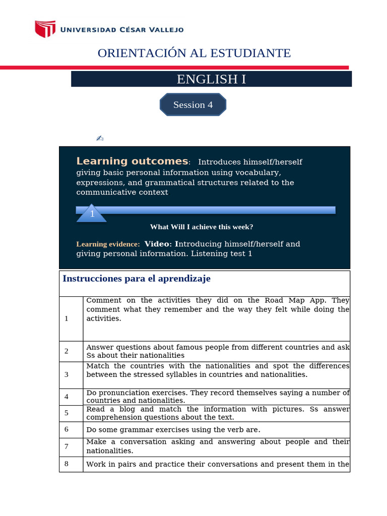 Orientaciones Al Estudiante Session 4 | PDF