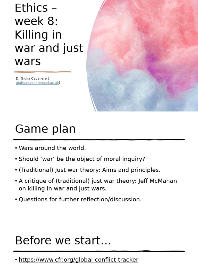 Ethics Week 8 Moodle V | PDF | Just War Theory | Law Of War