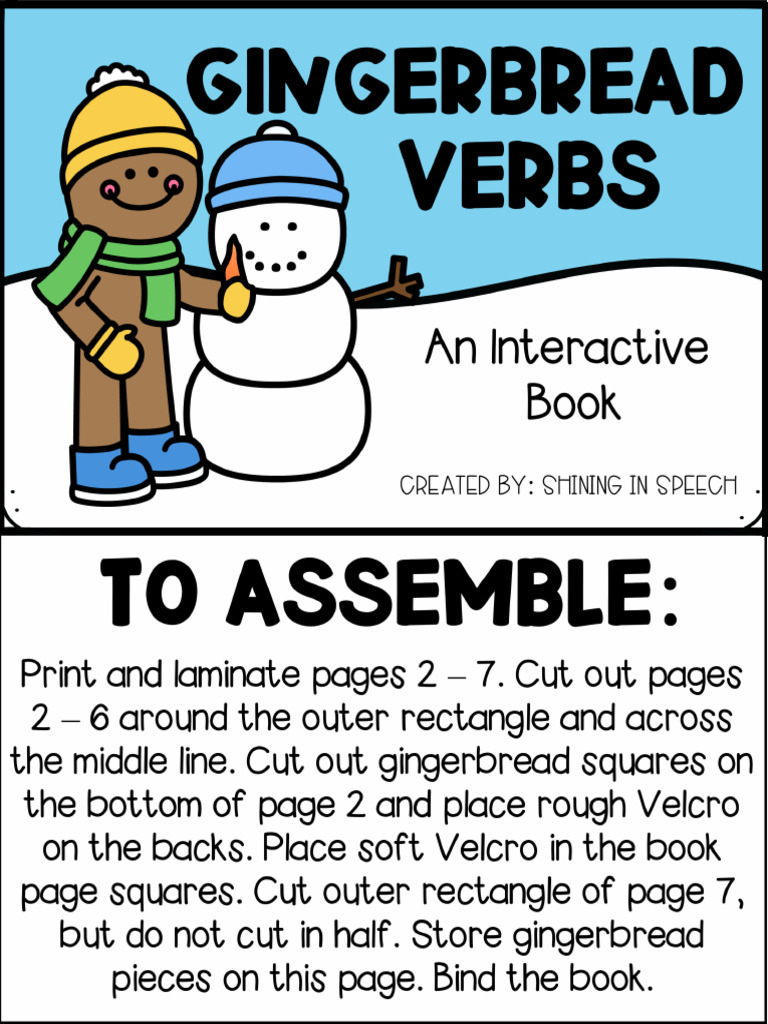 FREEBIEGingerbreadVerbsInteractiveBook 1 | PDF