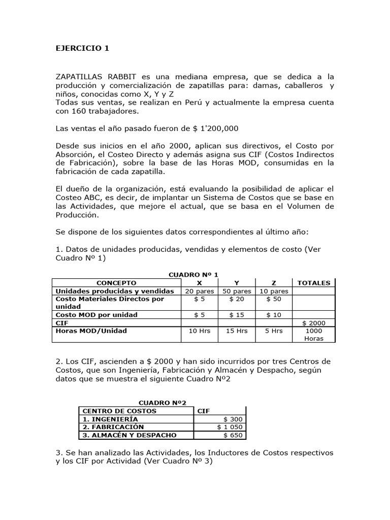 Ejercicios Costeo ABC | PDF