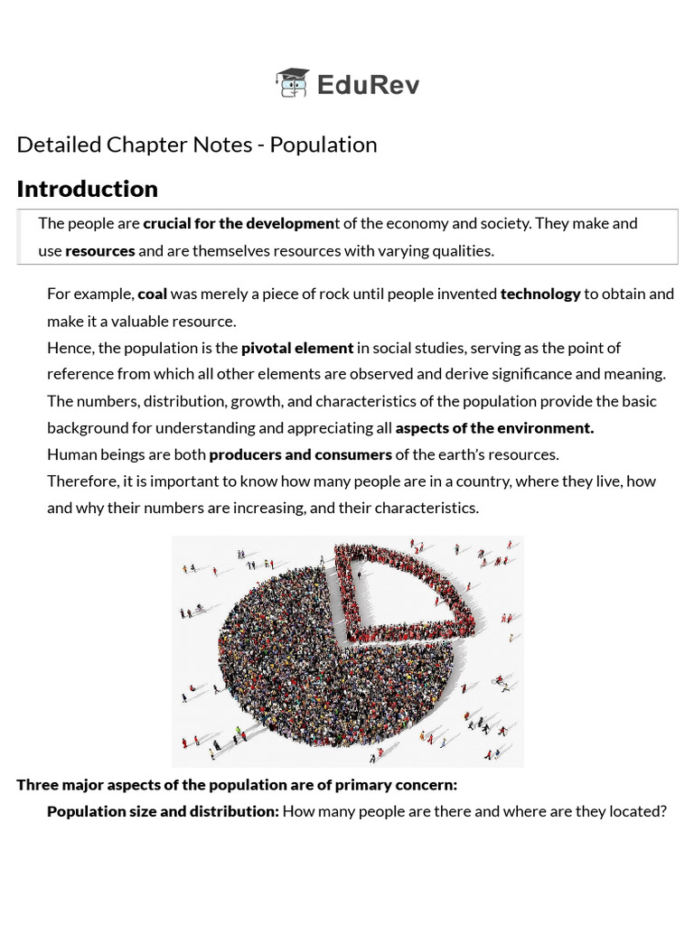 Class 9 Geography: Population Notes | PDF | Census | Birth Rate