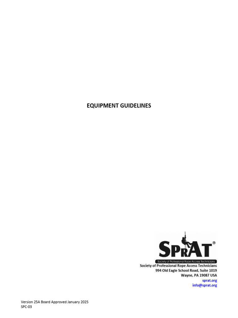 Equipment Guidelines SPC 03 25A | PDF | Wear | Rope