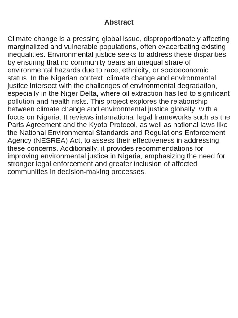 Climate Change and Environmental Justice | PDF | Climate Change ...