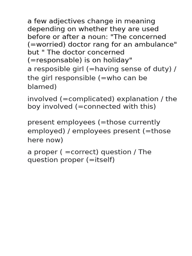 Adjectives Changing Meaning | PDF