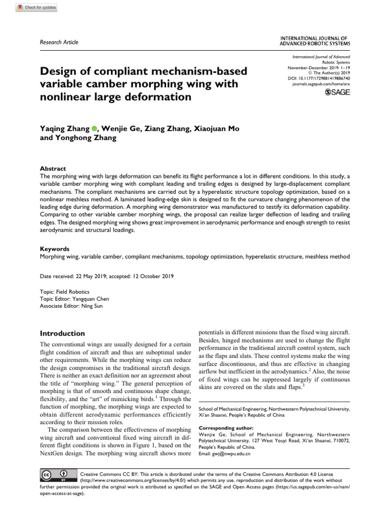Zhang 2019 Morphing Wing | PDF | Airfoil | Wing