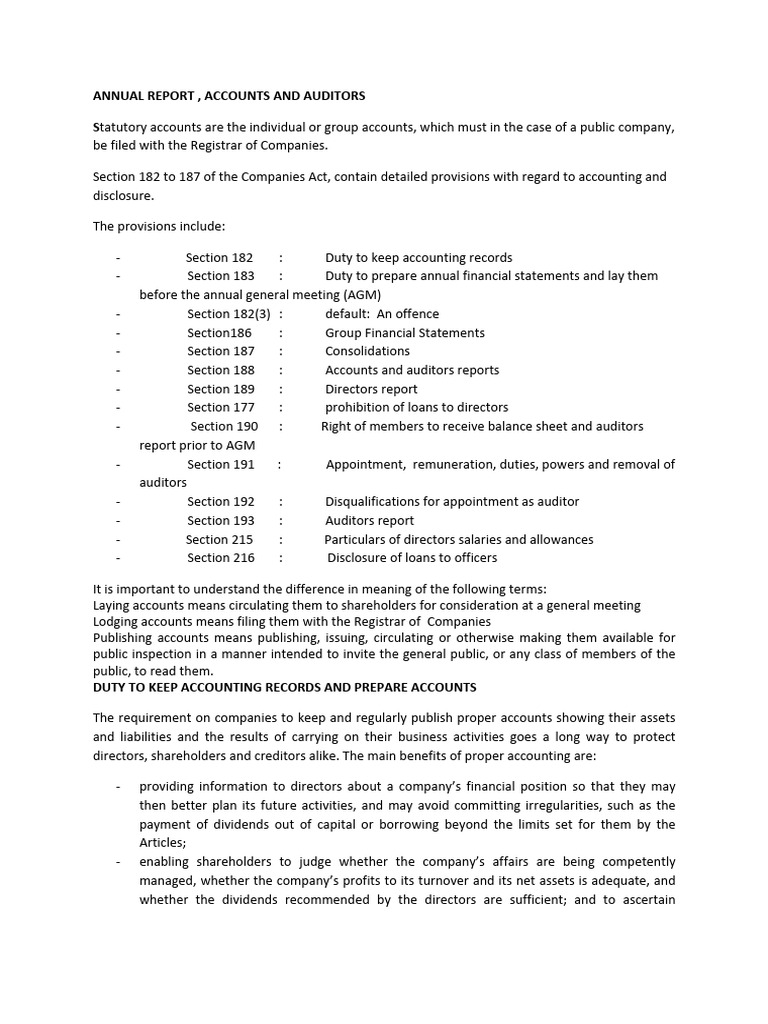 Annual Accounts and Auditor Duties | PDF | Dividend | Audit