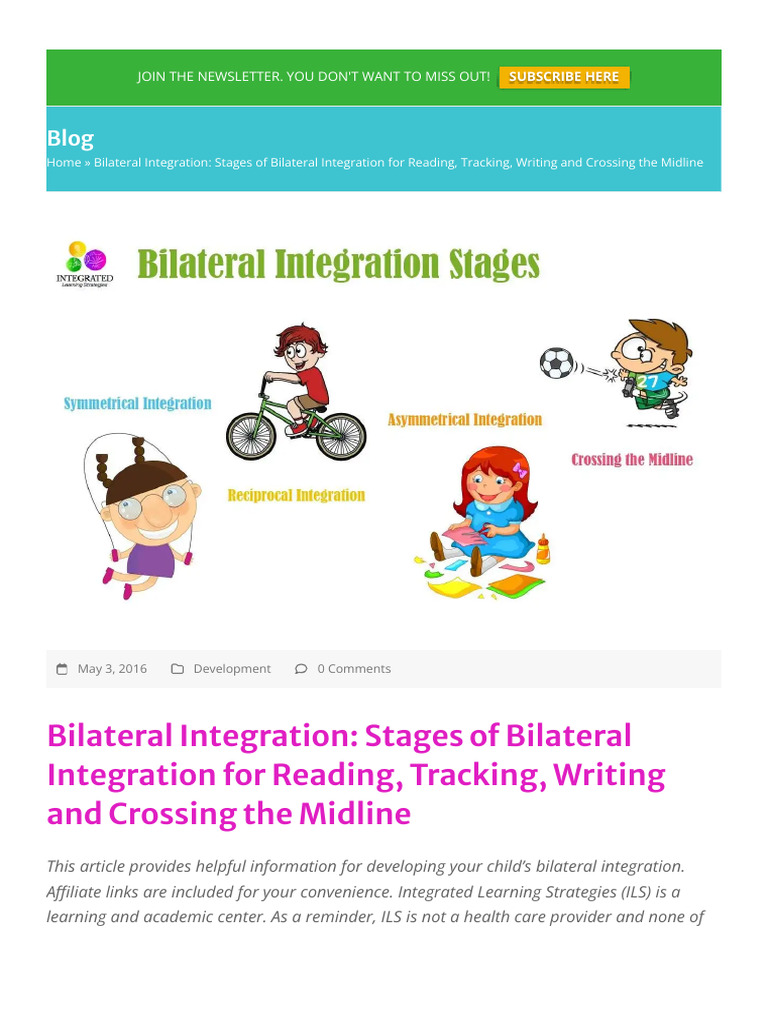 Bilateral Integration - Stages of Bilateral Integration For Reading ...