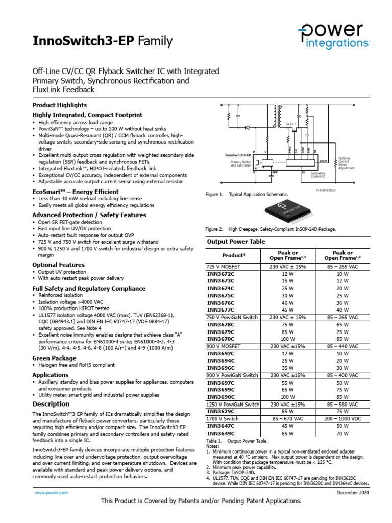 innoswitch3-ep_family_data_sheet (2) | PDF | Rectifier | Power (Physics)