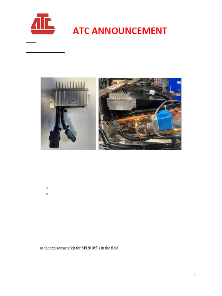 ATC Bulletin - 20 - April - 28 - 2025 - M920182 Fan Start Module and Replacement Kit | PDF ...