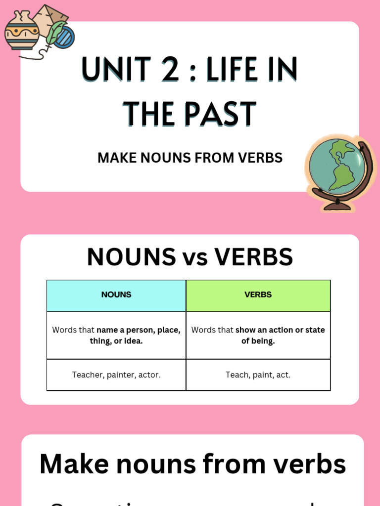 Y6 Unit 2 Life in The Past (Make Nouns From Verbs) PDF | PDF