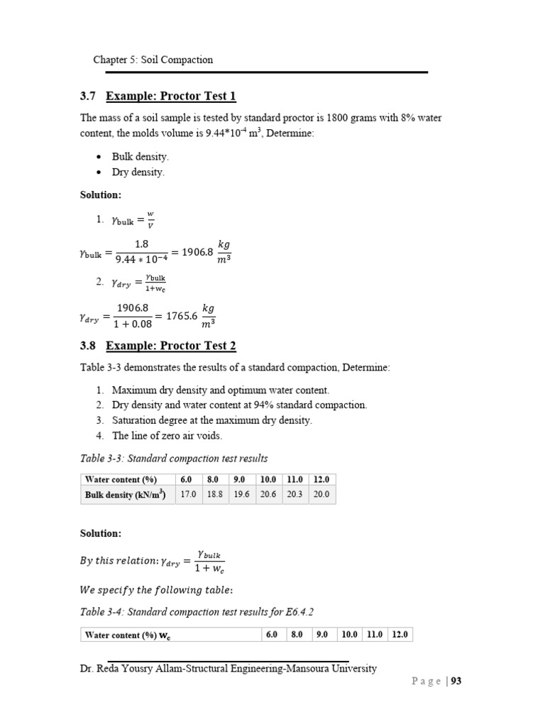 Soil Compaction: Proctor Test Examples | PDF | Density | Horticulture