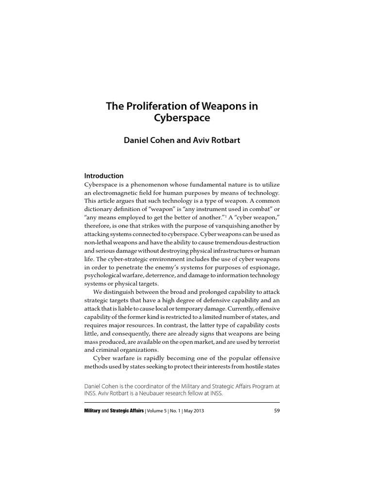 The Proliferation of Weapons in Cyberspace | PDF | Cyberwarfare | Security