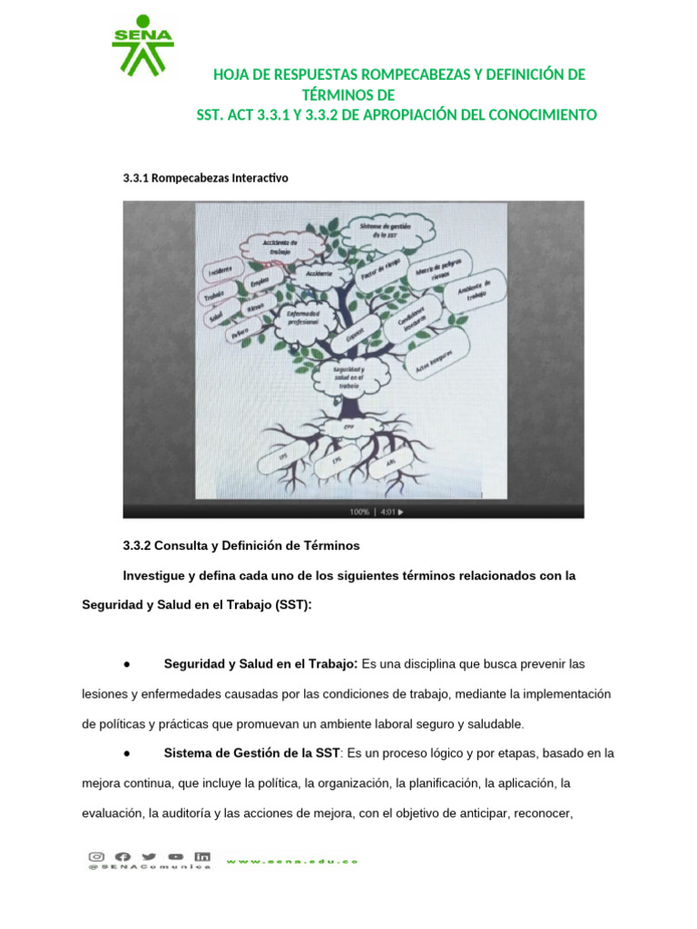 Hoja de Respuestas Rompecabezas y Definiciones de SST. Act 3.3.1 y 3.3. ...