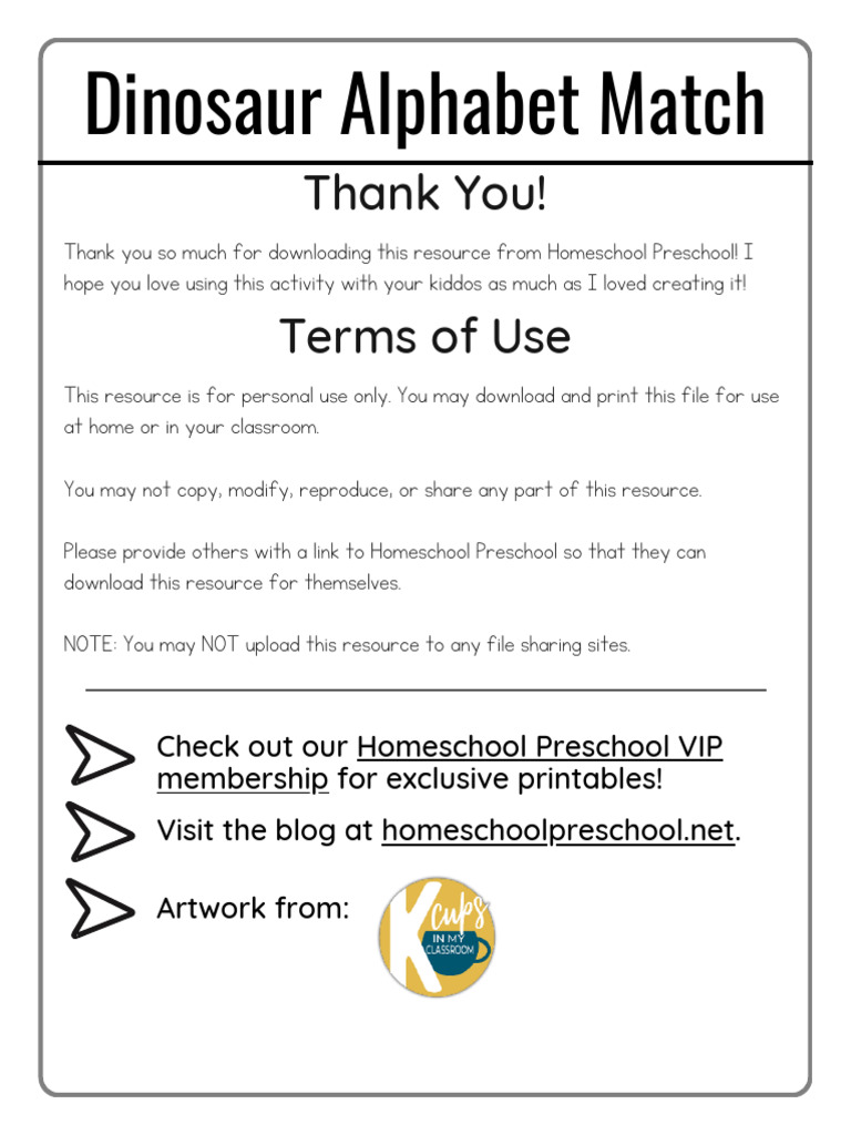 Alphabet Matching Dino | PDF