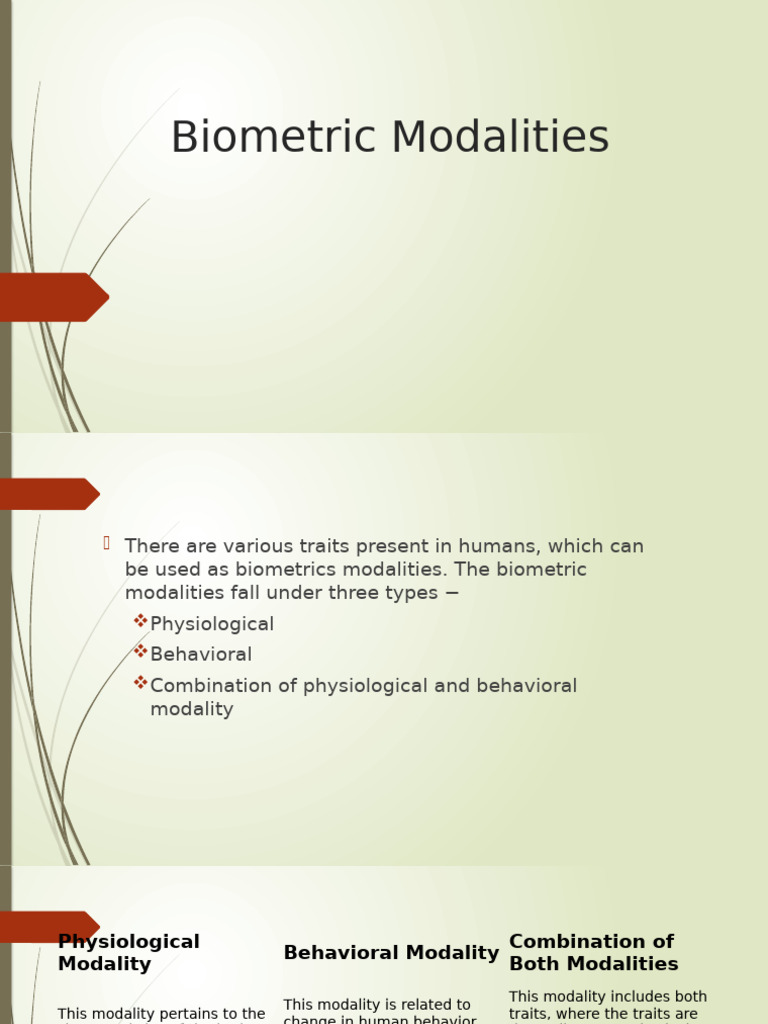 Biometrics Modalities 2 | PDF | Fingerprint | Biometrics