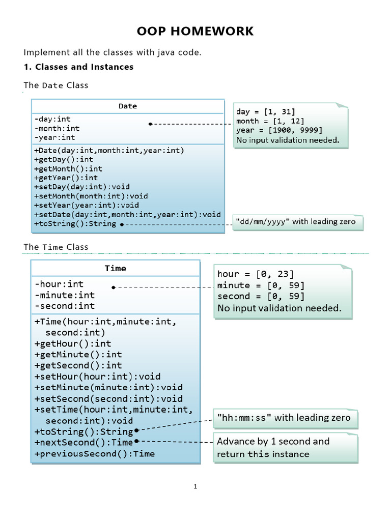 Oop Homework: 1. Classes and Instances | PDF