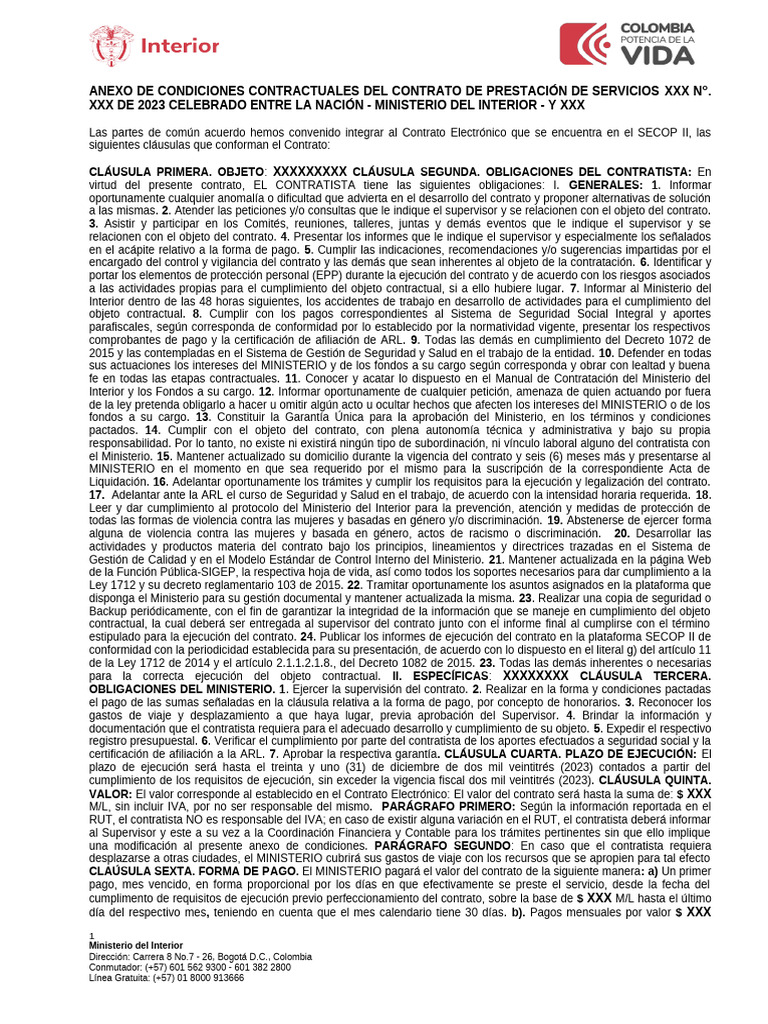 Anexo 5 Minuta Anexo Condiciones Contractuales Vr.05 | PDF | Multa (pena) | Derecho laboral