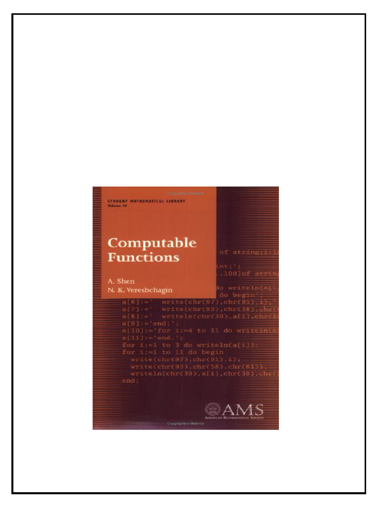 Computable Functions Nikolai Konstantinovich Vereshchagin A Shen download | PDF | Function ...