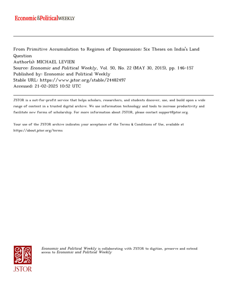 From Primitive Accumulation To Regimes of Dispossession | PDF ...