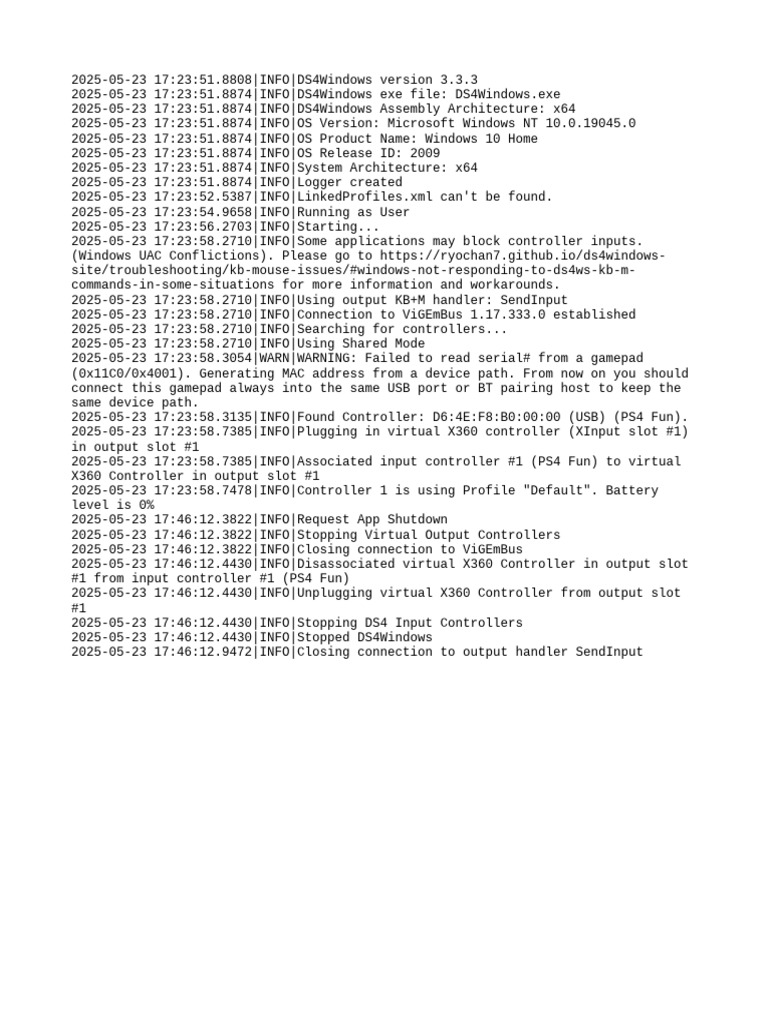 Ds4windows Log | PDF